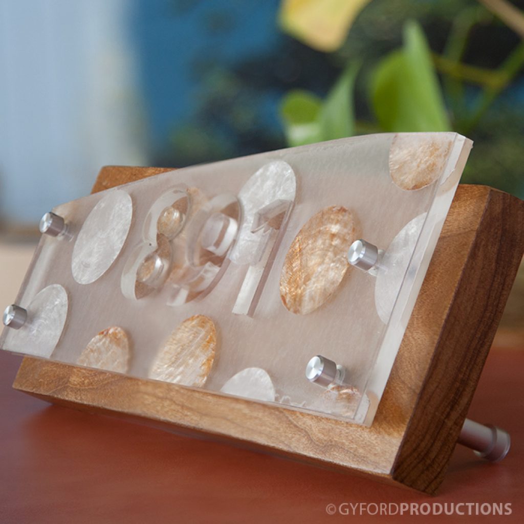 LED StandOffs hold Routed Sign | Gyford Standoff Systems